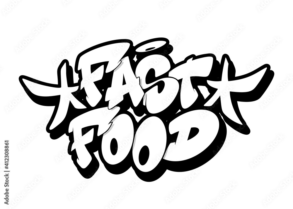 Fast food font in graffiti style. Vector illustration. 素材庫向量圖 | Adobe Stock