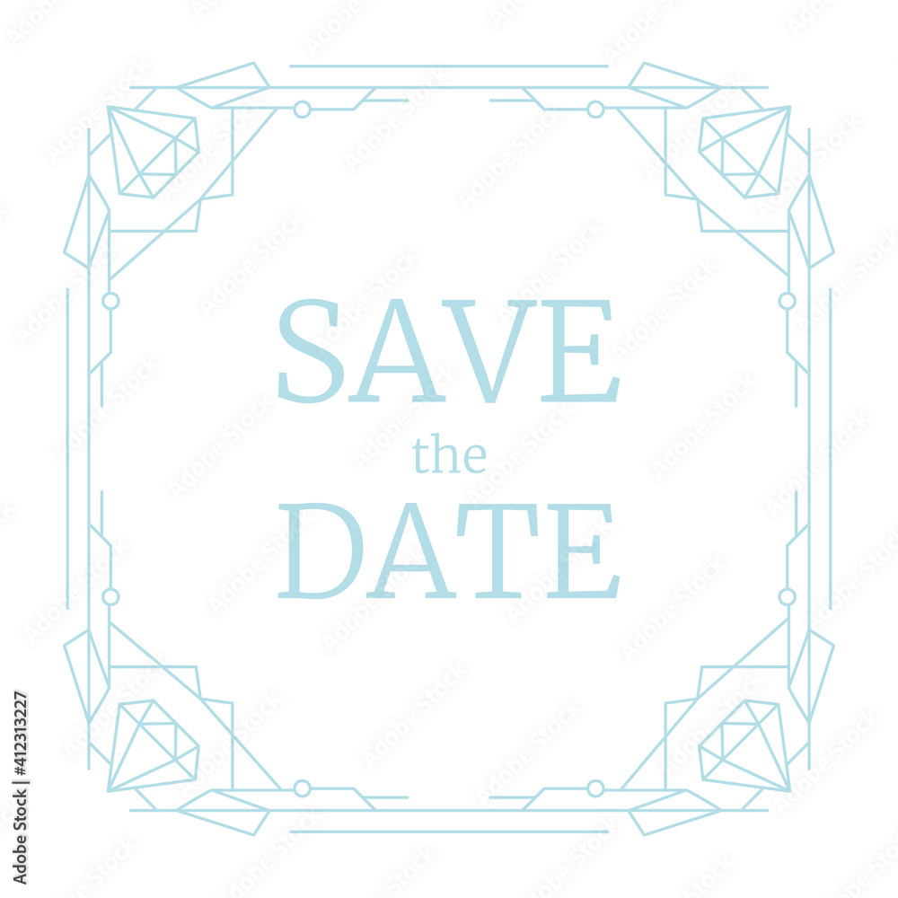 Vector illustration design for wedding invitation, retro line geometric ...