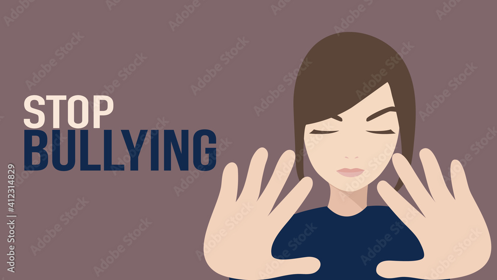 Stop bullying. Person with hands on their face. Vector illustration ...