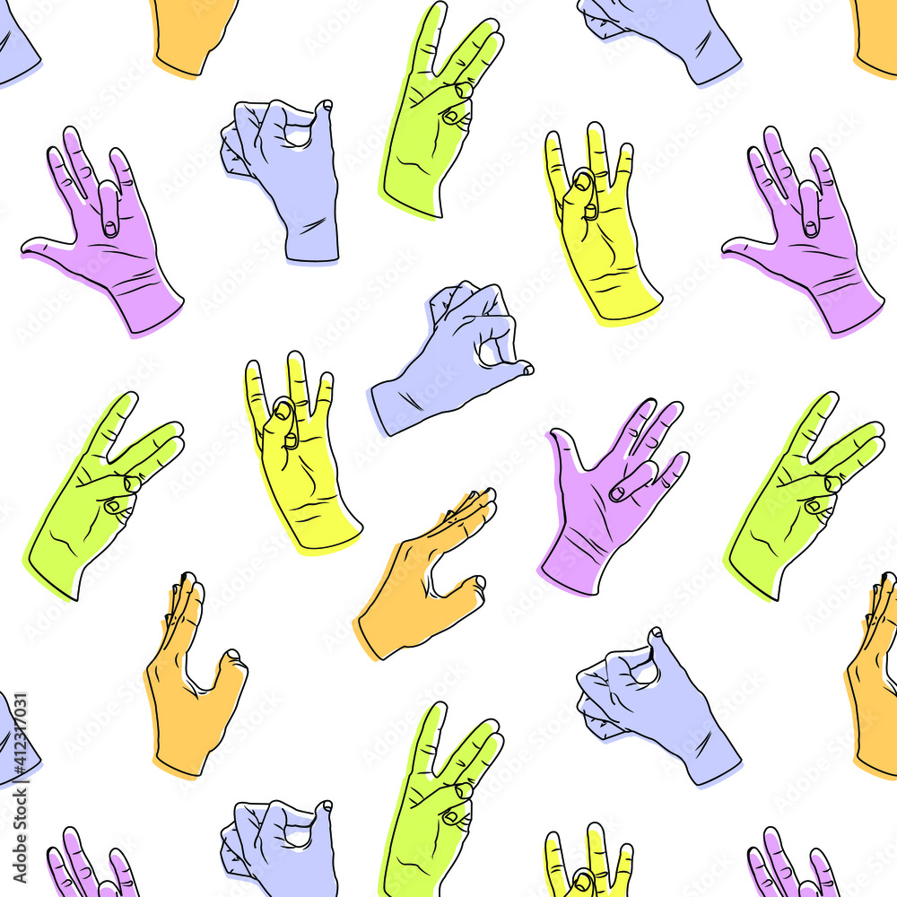 Vectorized Hand Drawings In Bizarre Poses (Pattern) Stock Vector ...