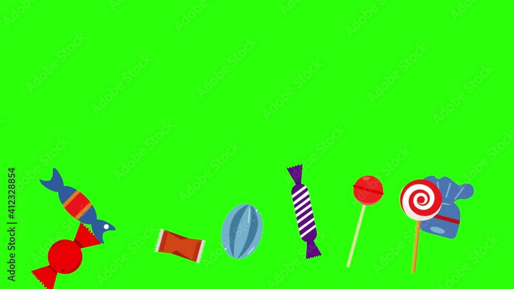 Candies group animation , green screen chroma key, graphic source ...