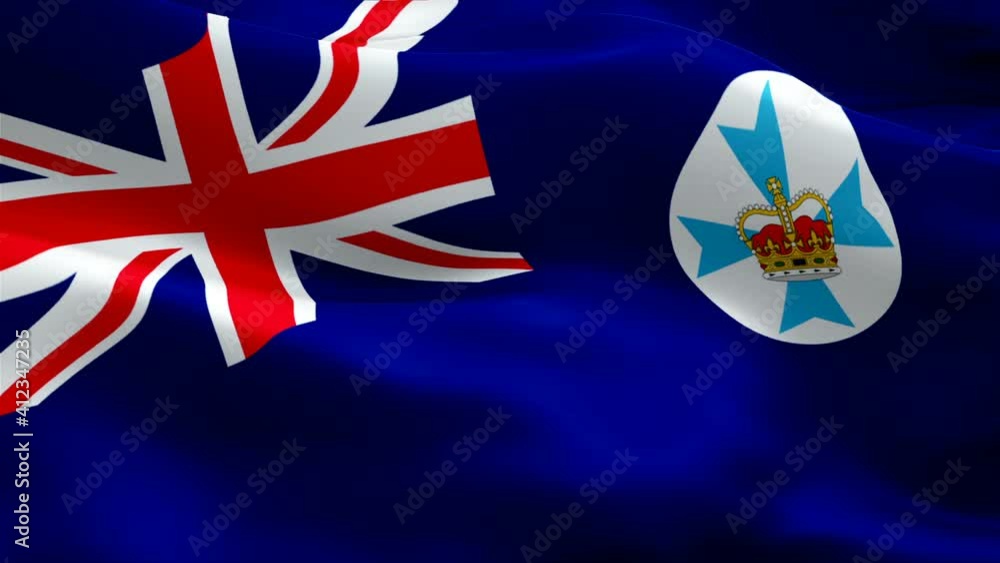 Queensland state flag waving in wind video footage Full HD. Queensland ...
