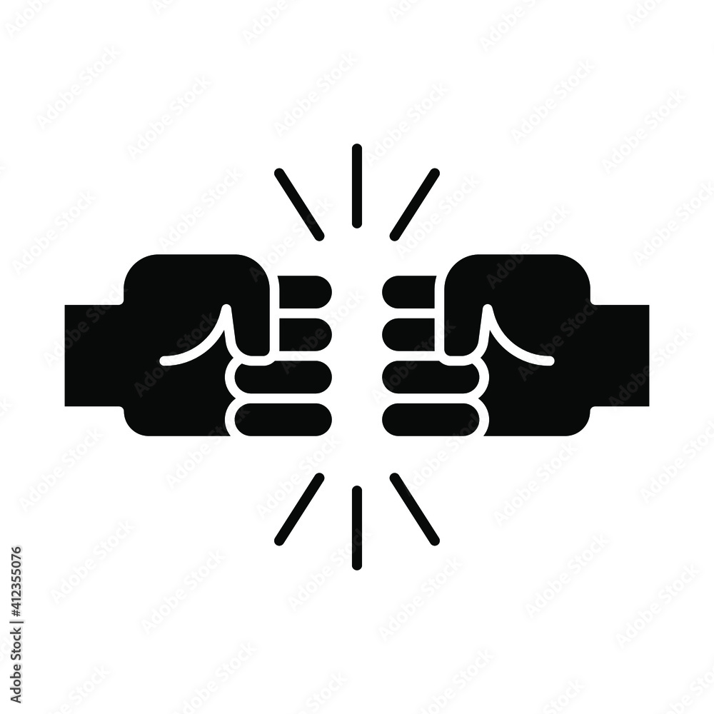 Fist bump glyph icon. Bro fist bump or power five pound solid style for ...