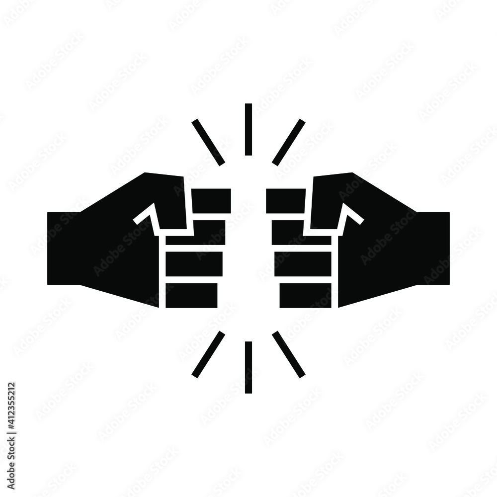 Fist bump glyph icon. Bro fist bump or power five pound solid style for ...