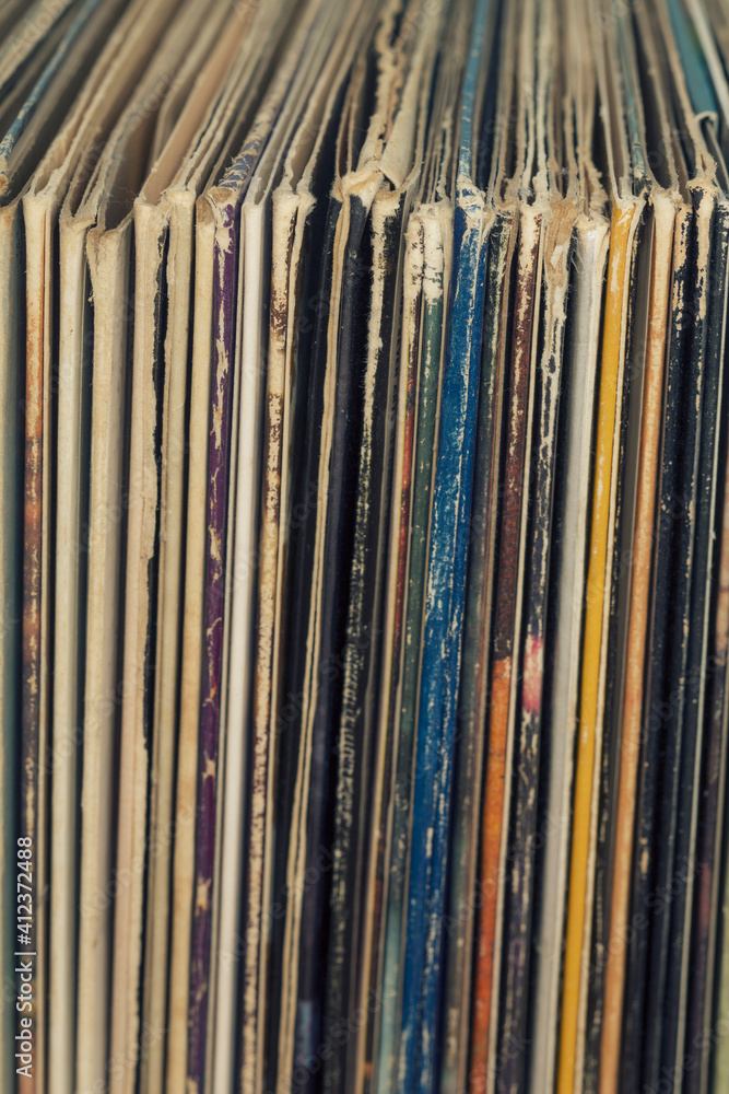 Vinyl record album covers with worn edges Stock Photo | Adobe Stock