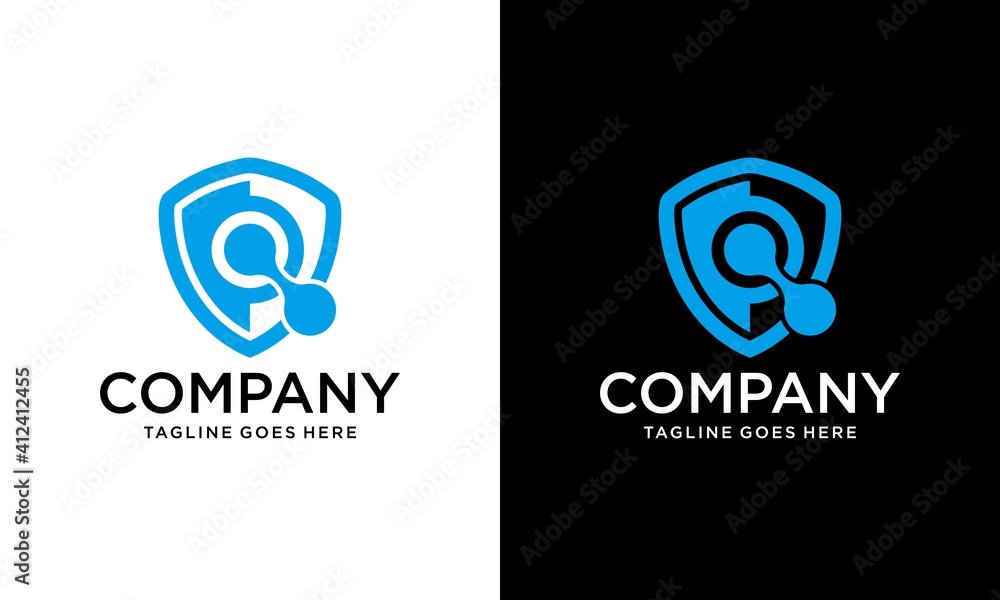 Security technology - logo, icon on white and black background. Cyber ...