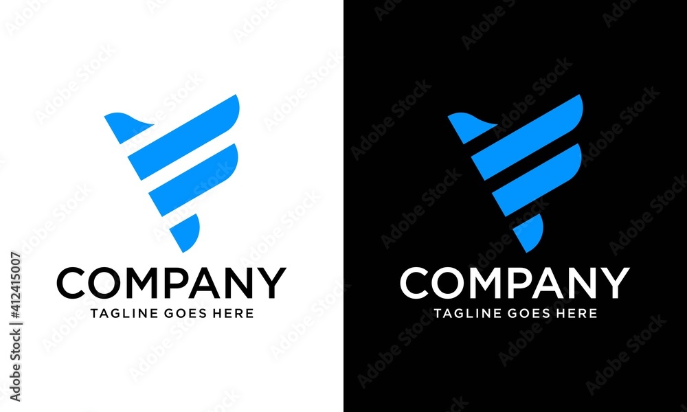 Letter F wing flag logo icon design template elements, Abstract letter ...