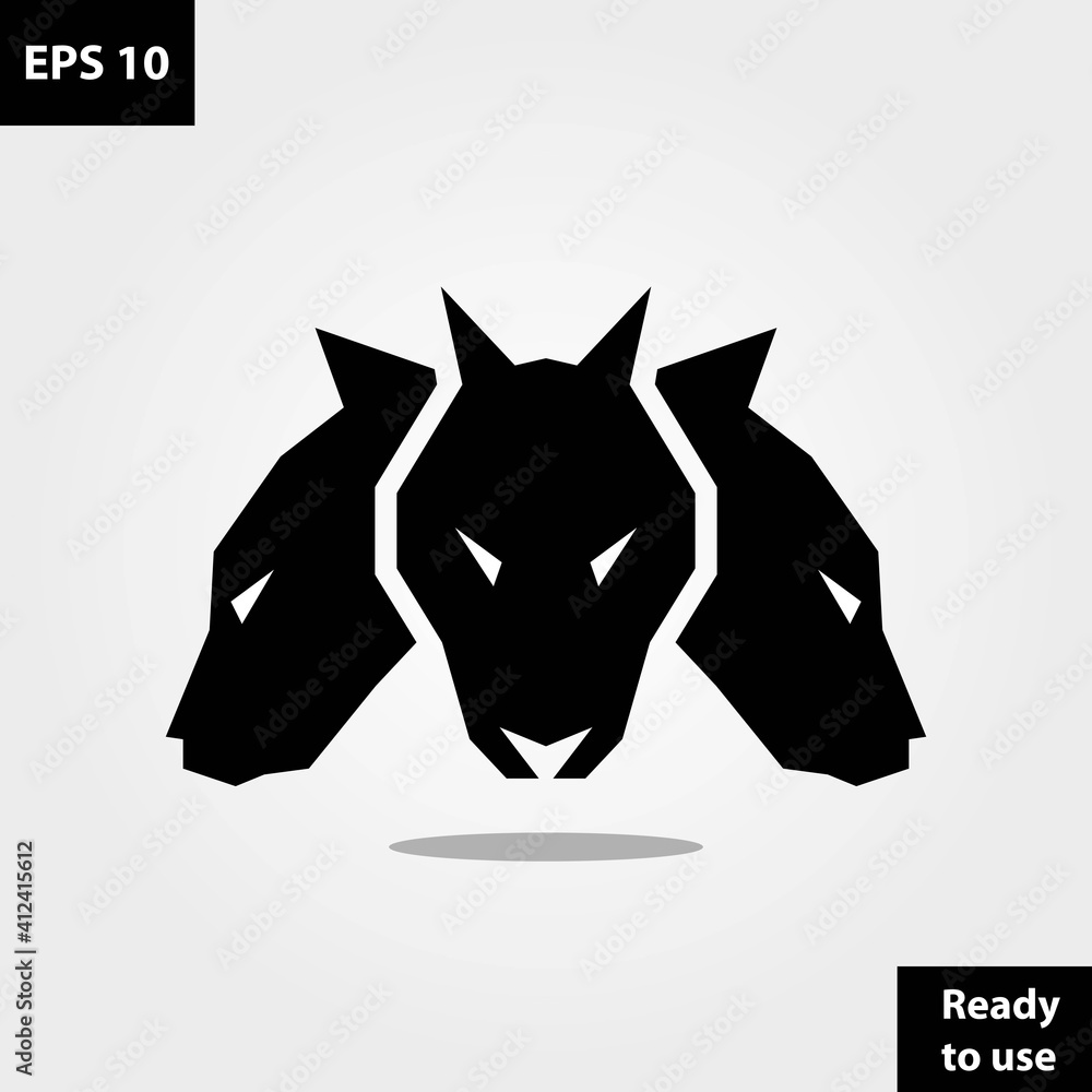 Poster Cerberus three head hound dog logo company, logo vector template ...
