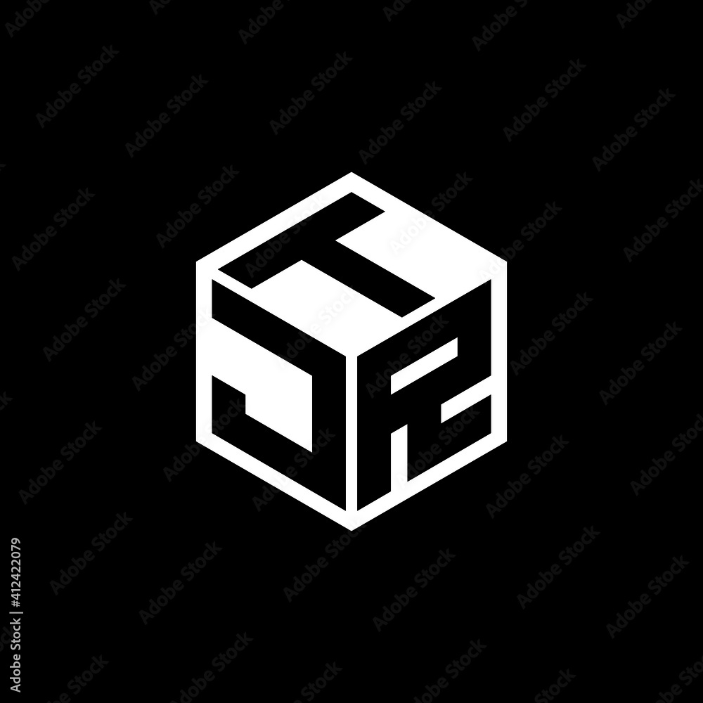 JRT letter logo design with black background in illustrator, cube logo ...
