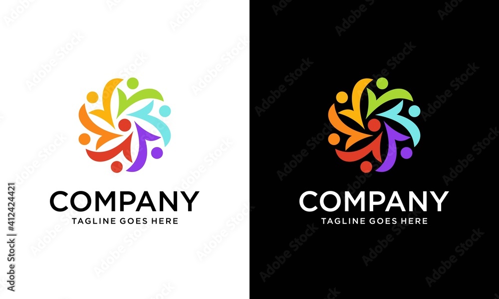 Social Network logo, Group of 6 people business men, Teamwork logo ...