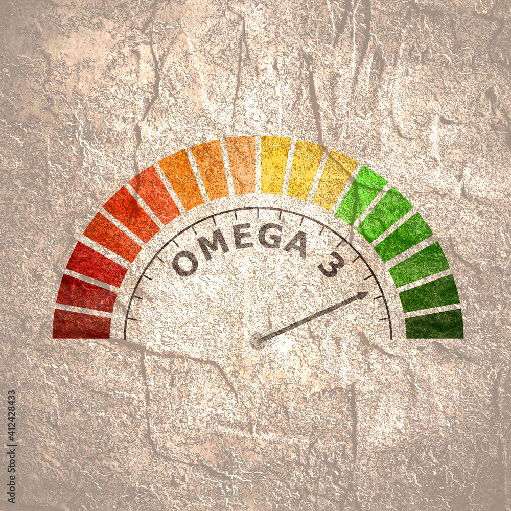 Omega 3 measuring device. Sign tachometer, speedometer, indicator ...
