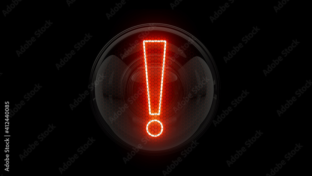 Exclamation. Exclamation mark symbol. Nixie tube indicator. Gas ...
