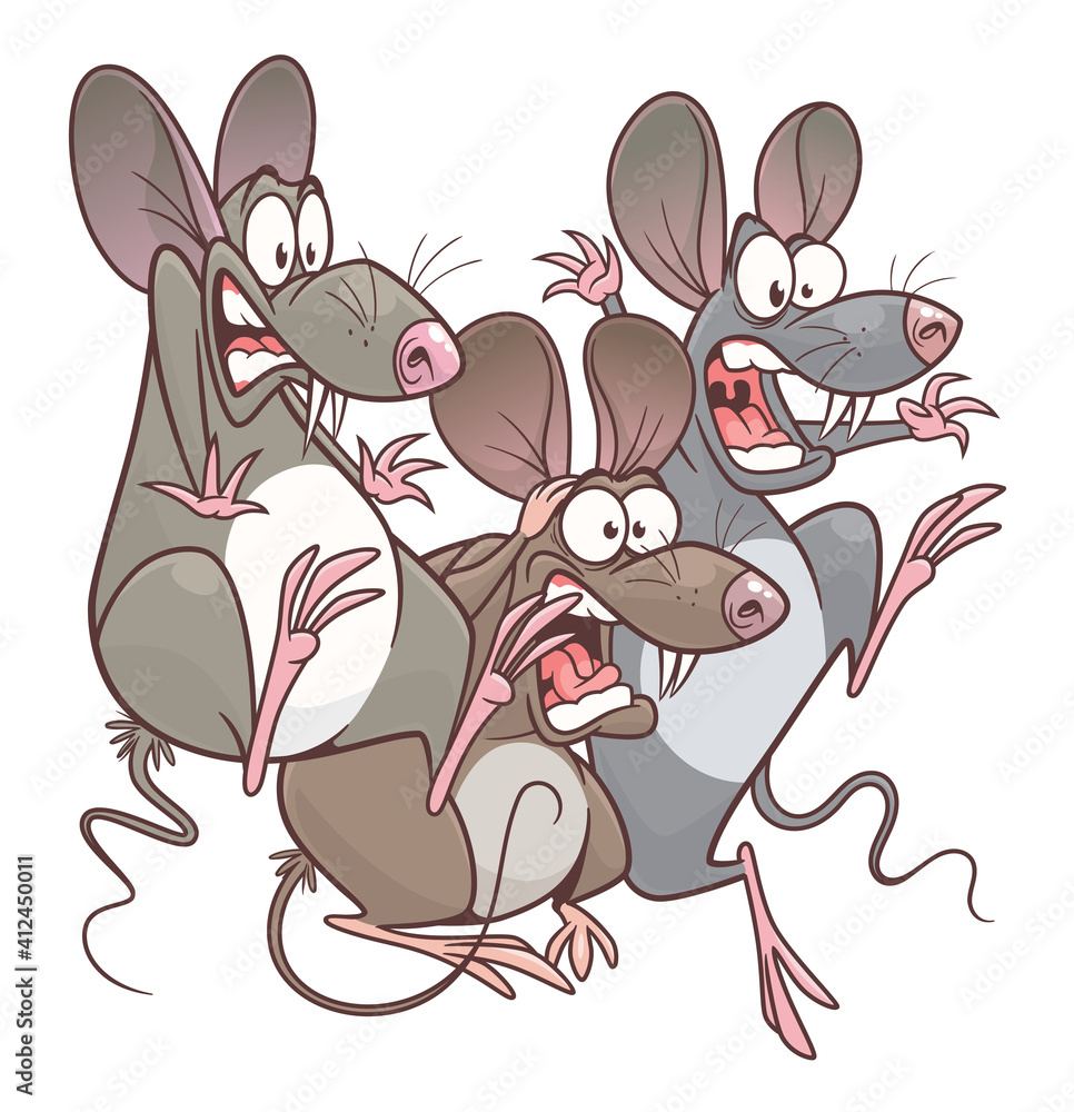 Scared pest mice cartoon vector illustration. Cartoon pest mouse series ...