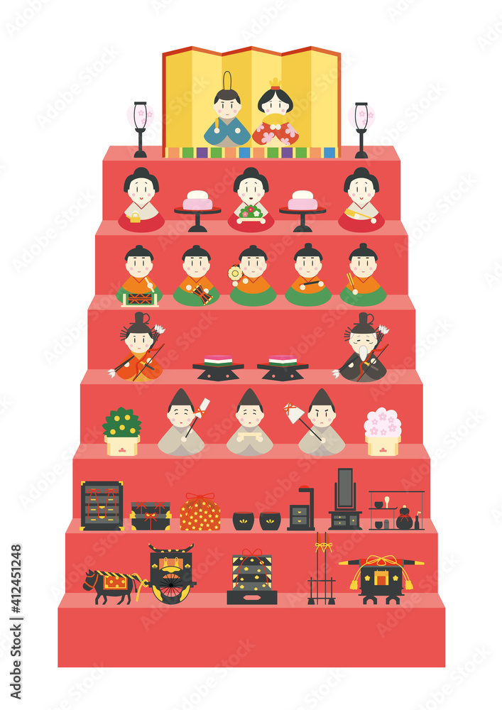 お雛様 七段 イラスト素材 Stock Vector Adobe Stock