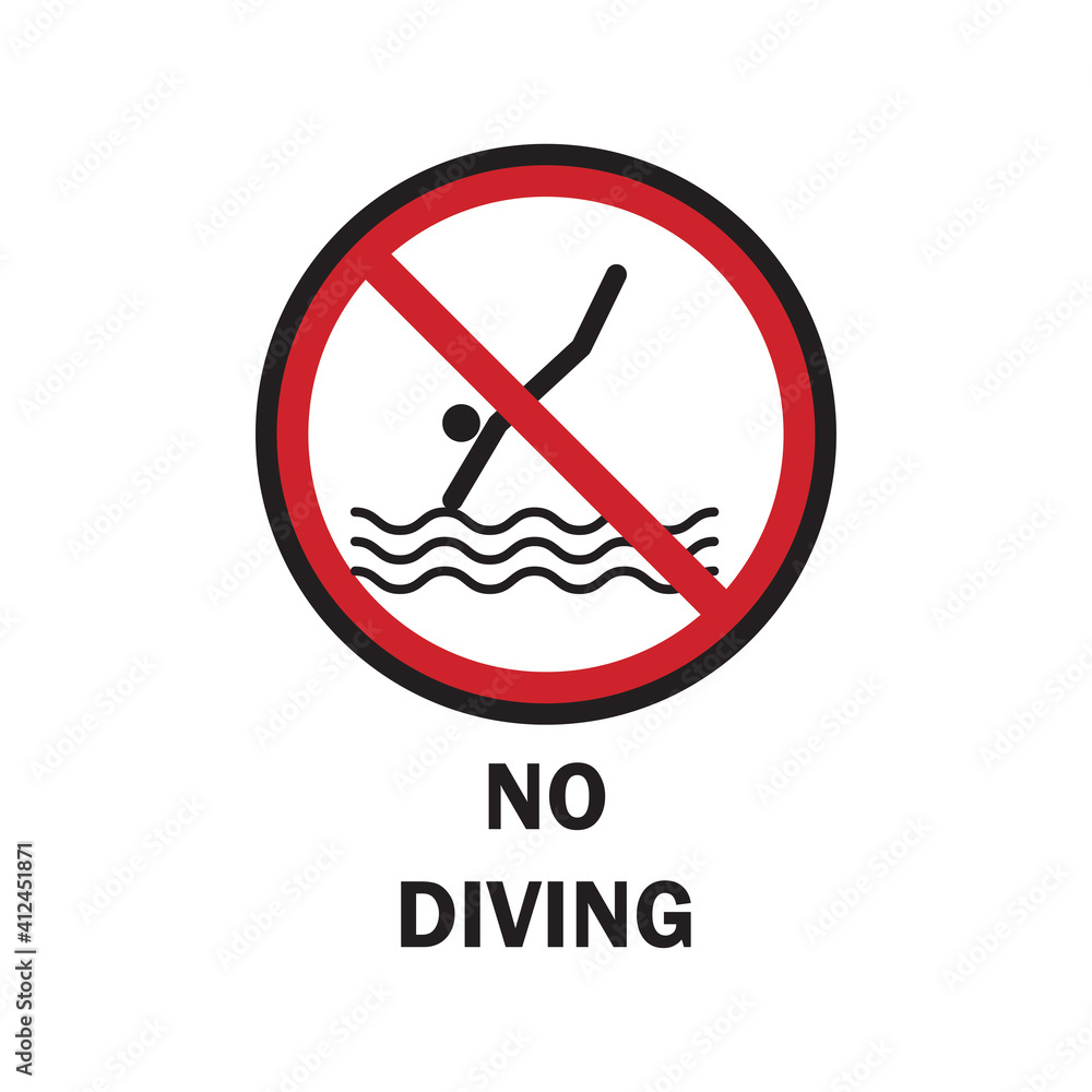 beach safety signs with no diving warning text. vector illustration ...