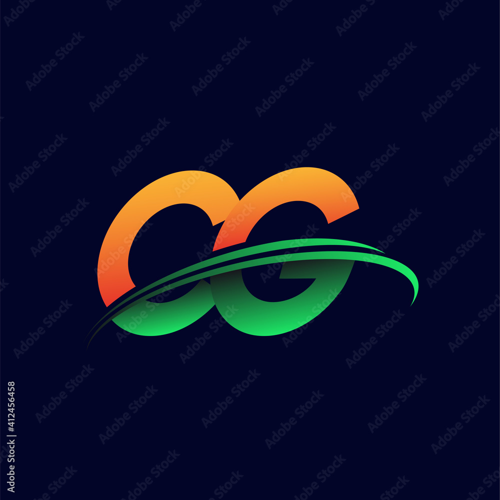 initial logo CG company name colored orange and green swoosh design ...