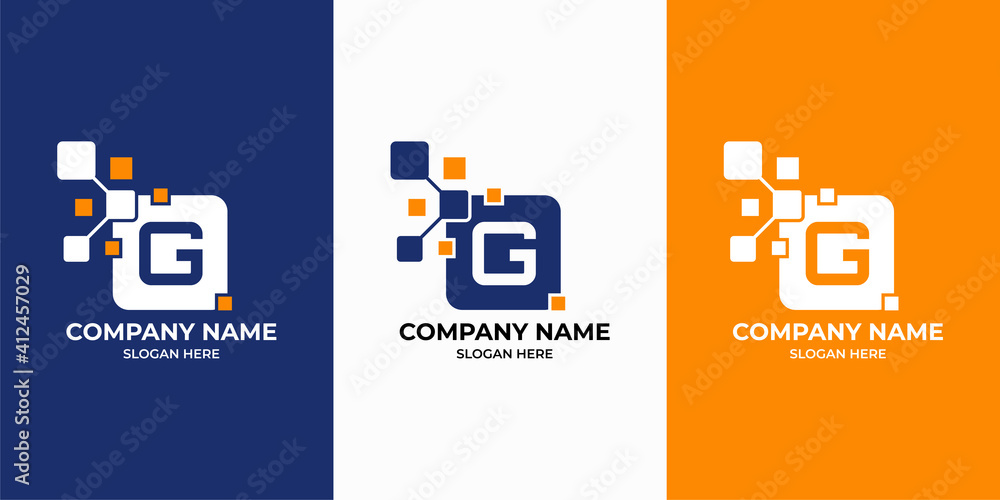 Letter G pixels logo initial design template. Illustration vector ...