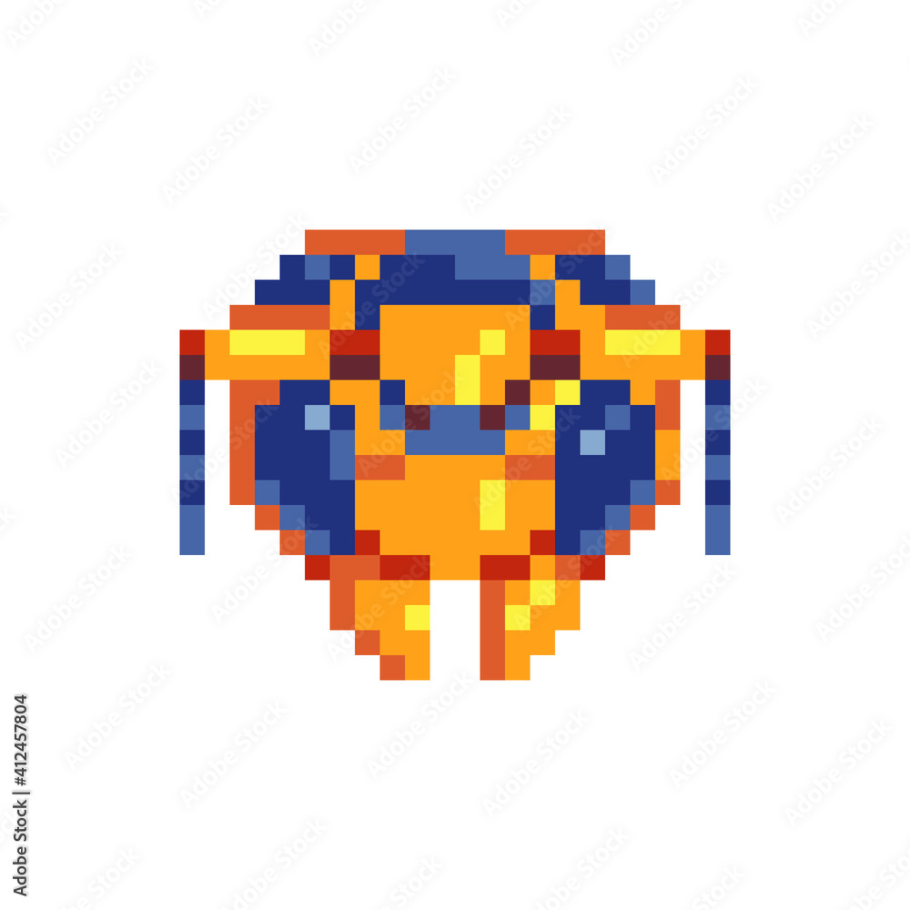 Vetor de Insect head. Pixel art 80 style. Isolated vector illustration ...