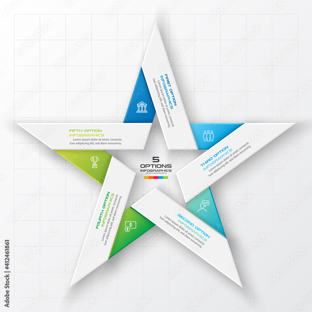Vector star for infographic,Business concept with 5 options. Stock ...