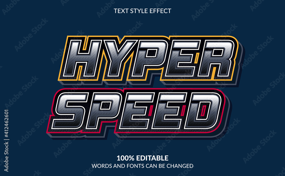 Editable text effect, Hyper Speed text style Stock Vector | Adobe Stock