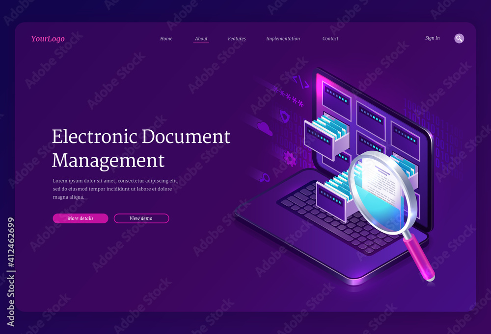 Electronic document management banner. Online paperwork storage ...