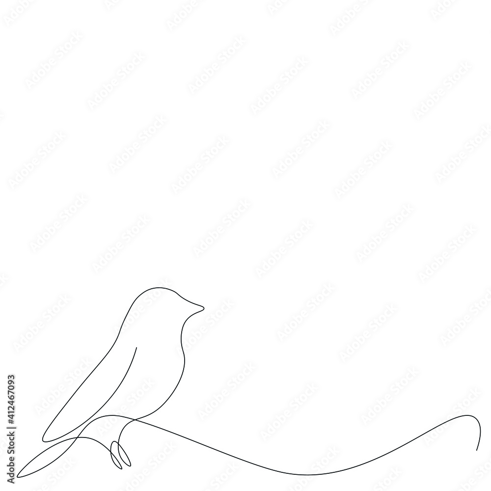 Bird line drawing, vector illustration Stock Vector | Adobe Stock