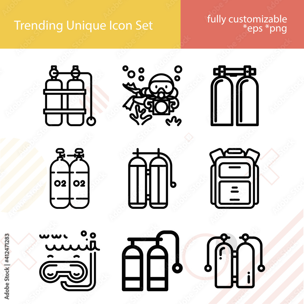 Simple set of swallow dive related lineal icons. Stock Vector | Adobe Stock