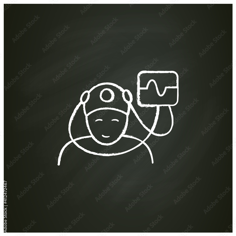 Electroencephalogram chalk icon. Brain, sleep examination. Sleep ...