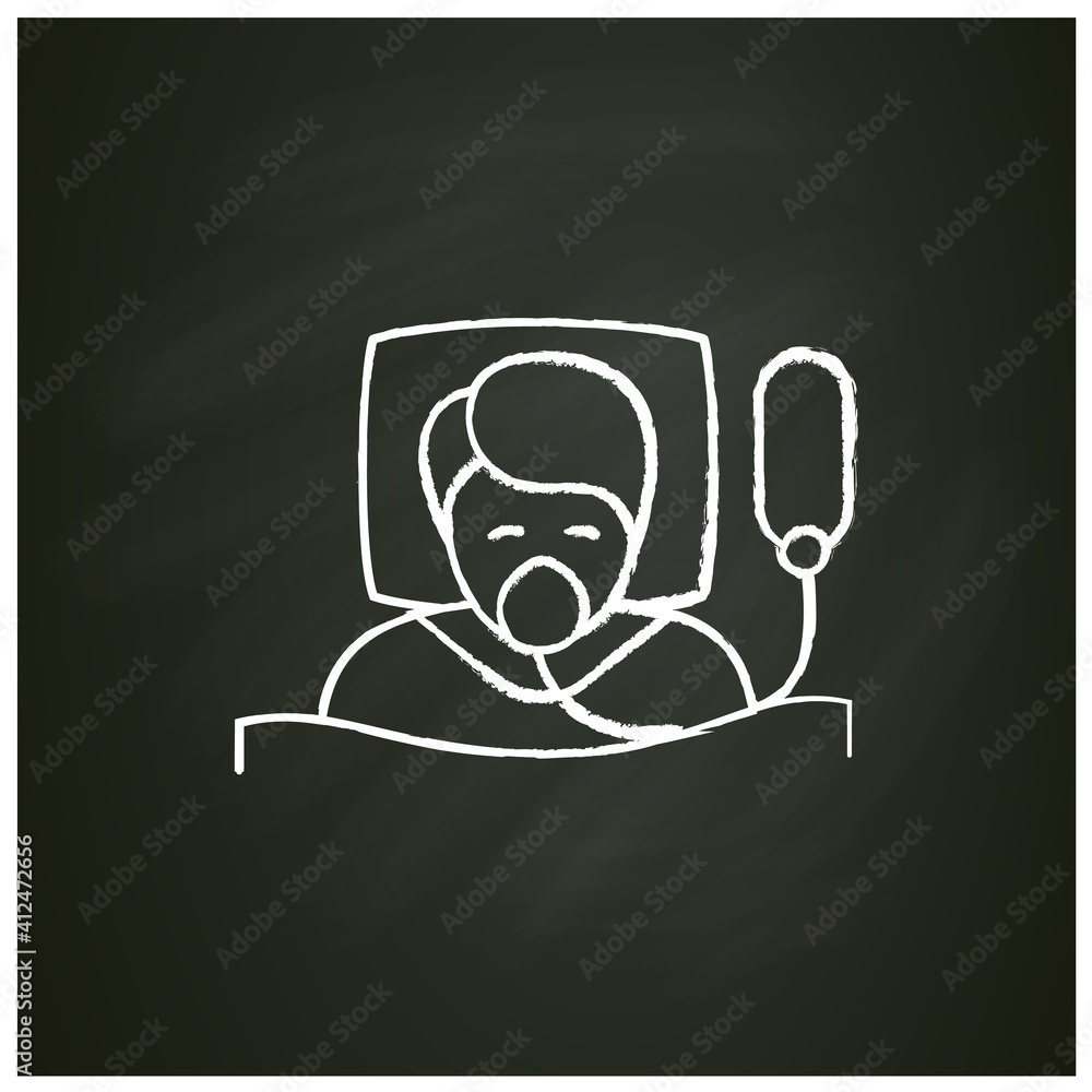 Breathing machine chalk icon. Apnea treatment. Sleep disorder ...