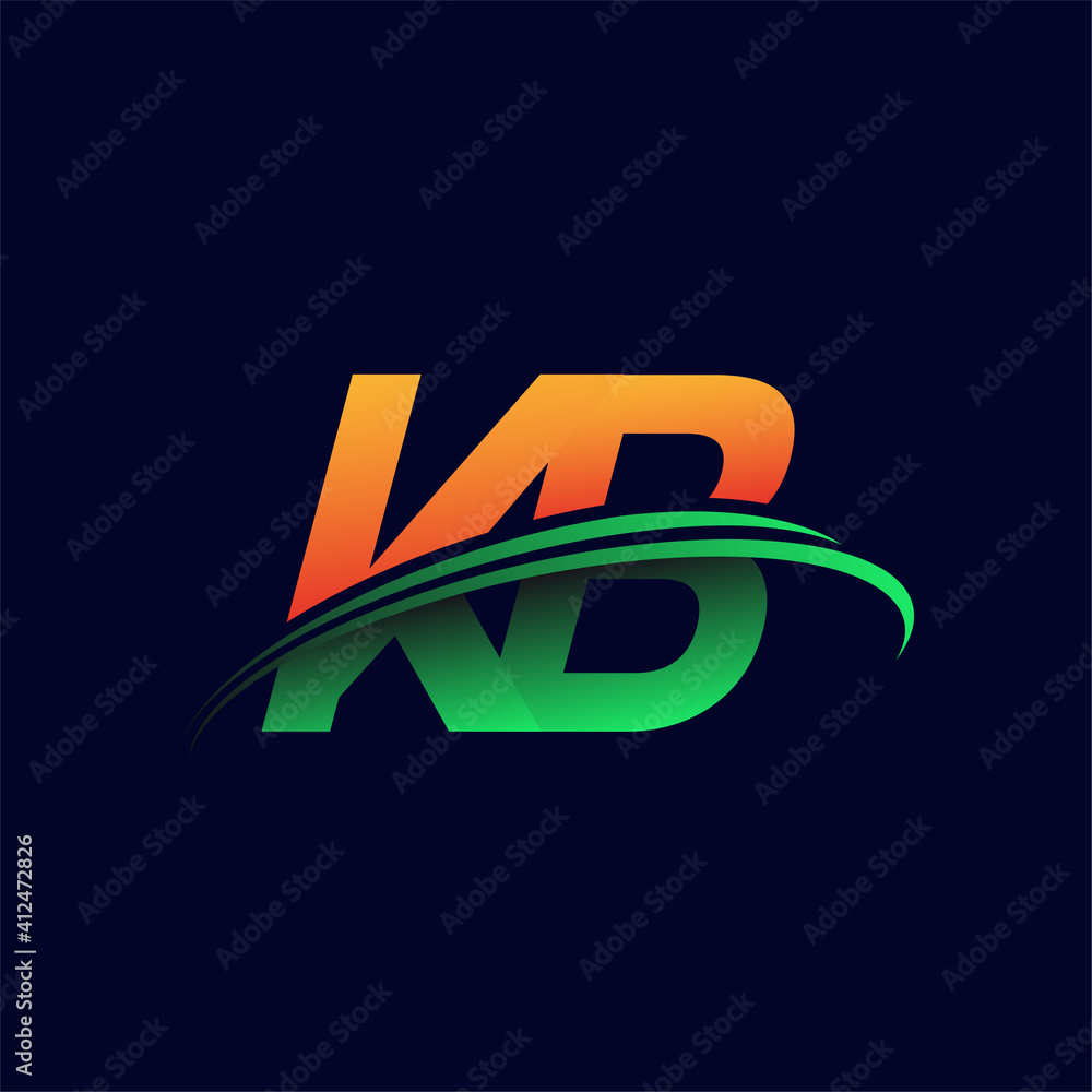 initial logo KB company name colored orange and green swoosh design ...