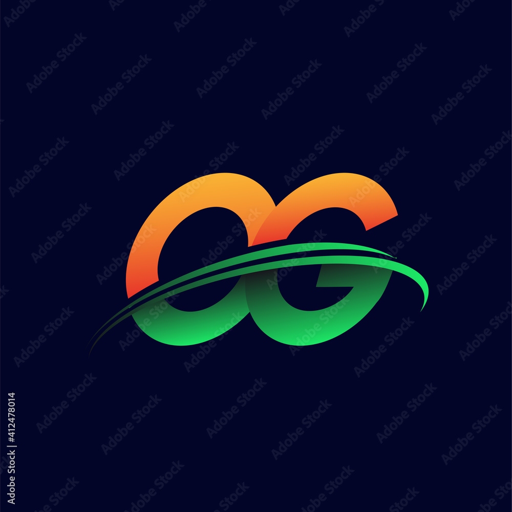 initial logo OG company name colored orange and green swoosh design ...