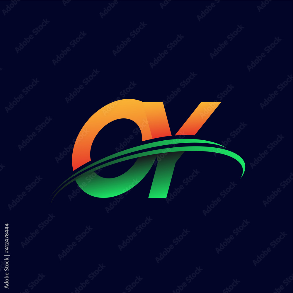 initial logo OY company name colored orange and green swoosh design ...