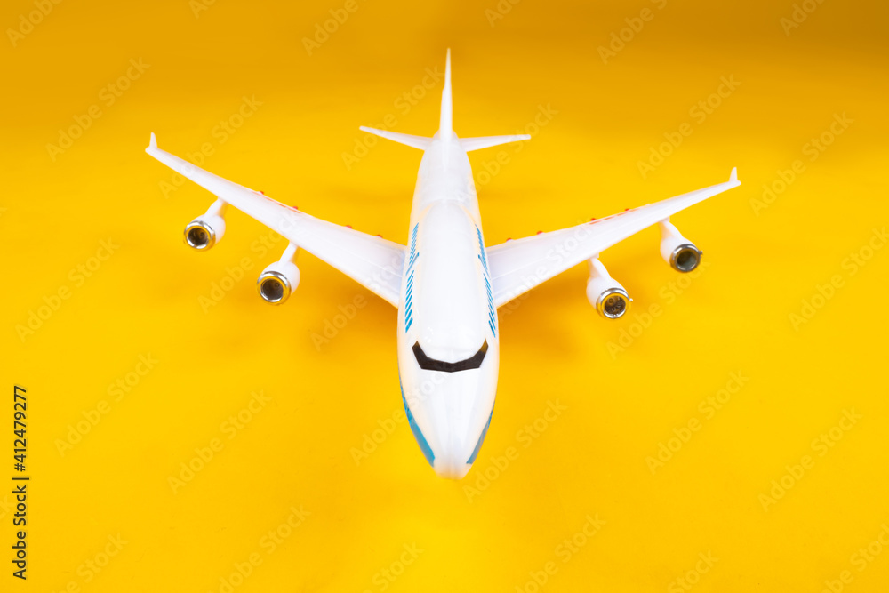 Plane is preparing for take-off. Model of a modern airliner. Airplane ...