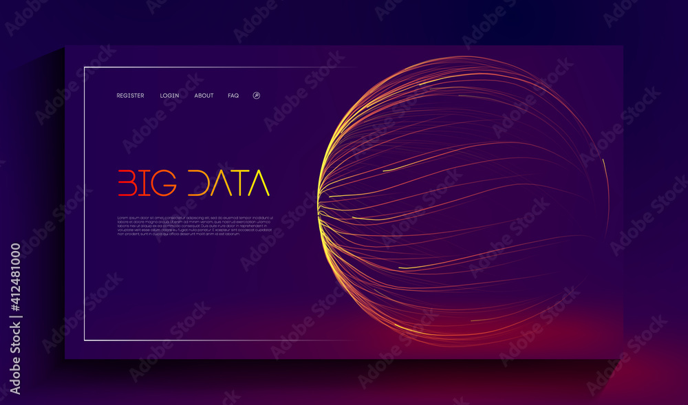 Abstract purple big data visualisation on dark blue background ...