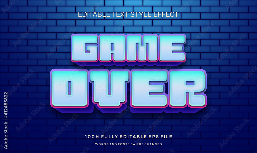video game text style effect. editable font vector file Stock Vector ...