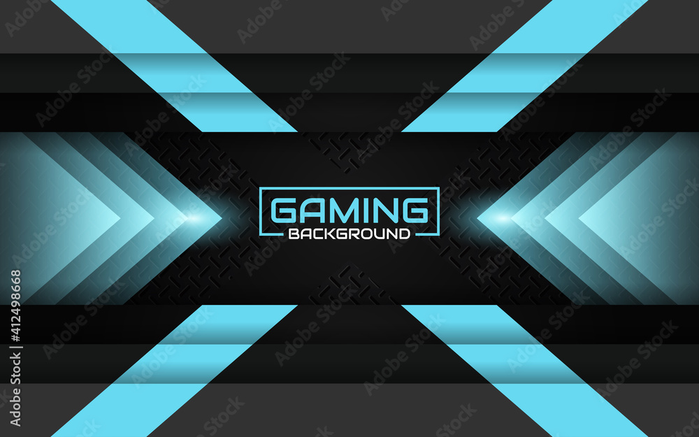 Abstract futuristic geometric black and blue gaming background with ...