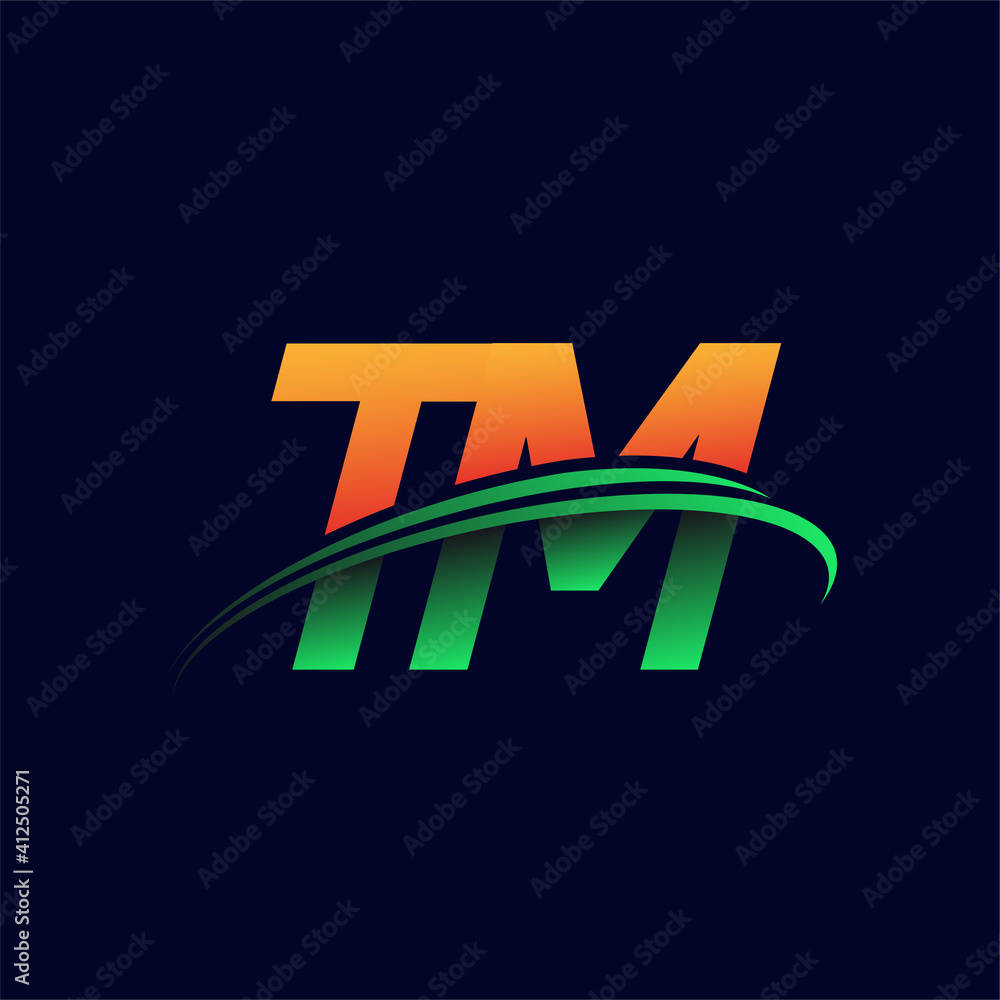 initial logo TM company name colored orange and green swoosh design ...