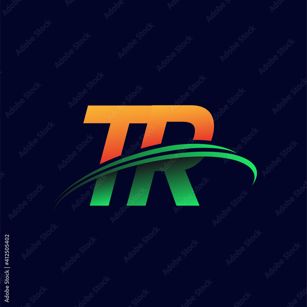 initial logo TR company name colored orange and green swoosh design ...