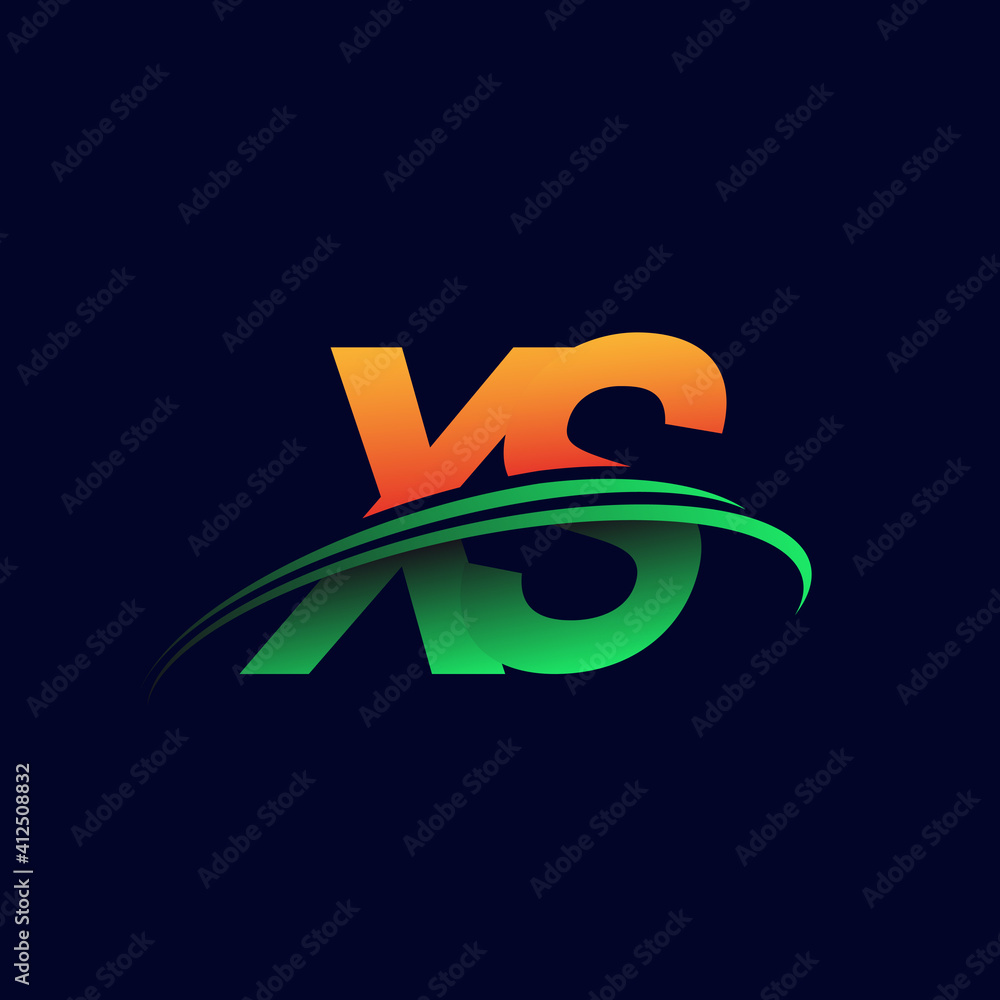 initial logo XS company name colored orange and green swoosh design ...