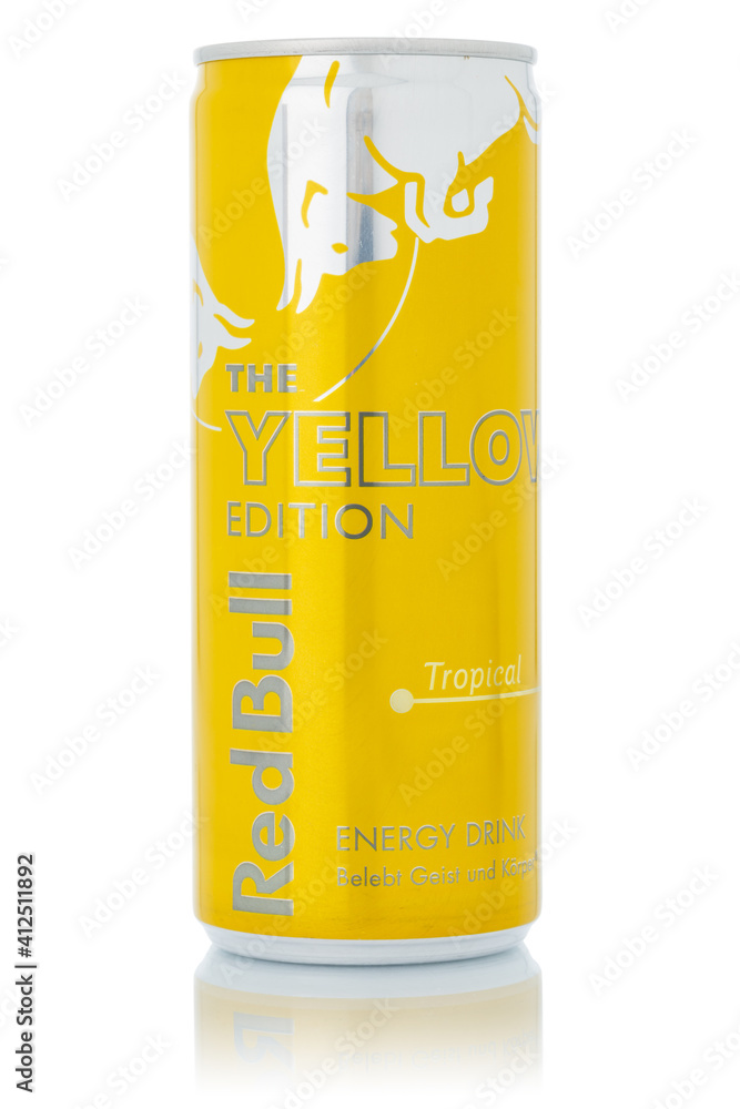 Red Bull Energy Drink The Yellow Edition Tropical lemonade soft drink ...