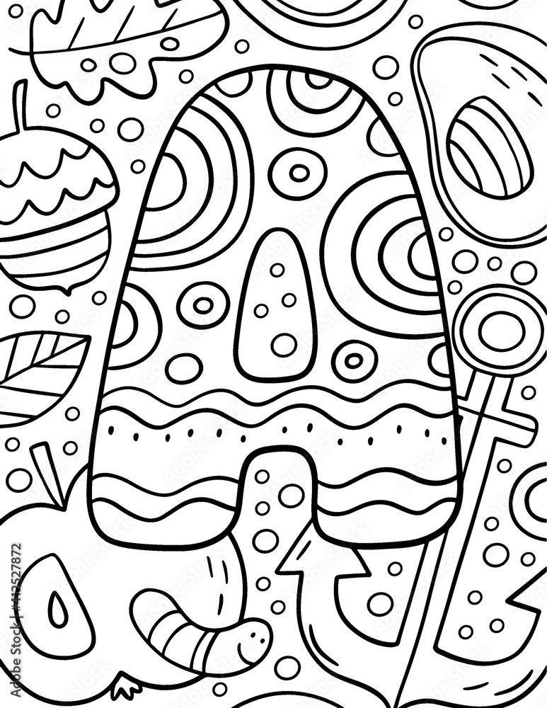 Coloring page Alphabet for kids with cute characters in doodle style ...