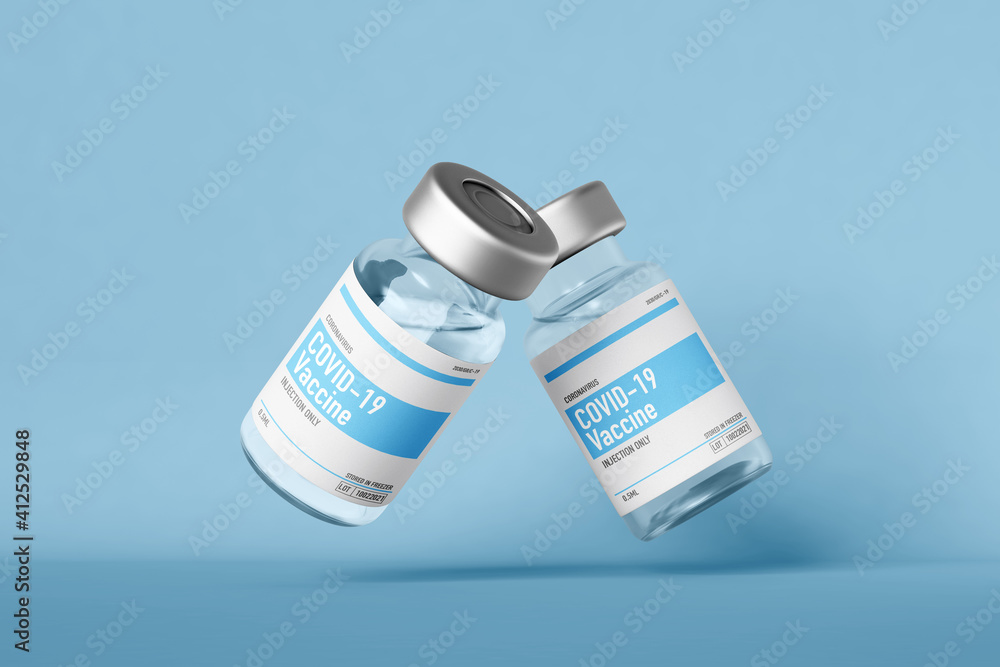 Vaccine bottles mockup on soft color background Stock Illustration ...