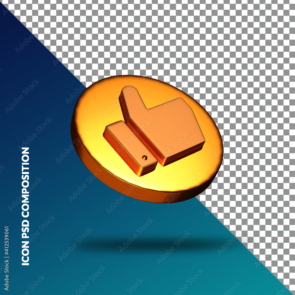 gold like social media 3d icon with transparent background Stock Vector ...
