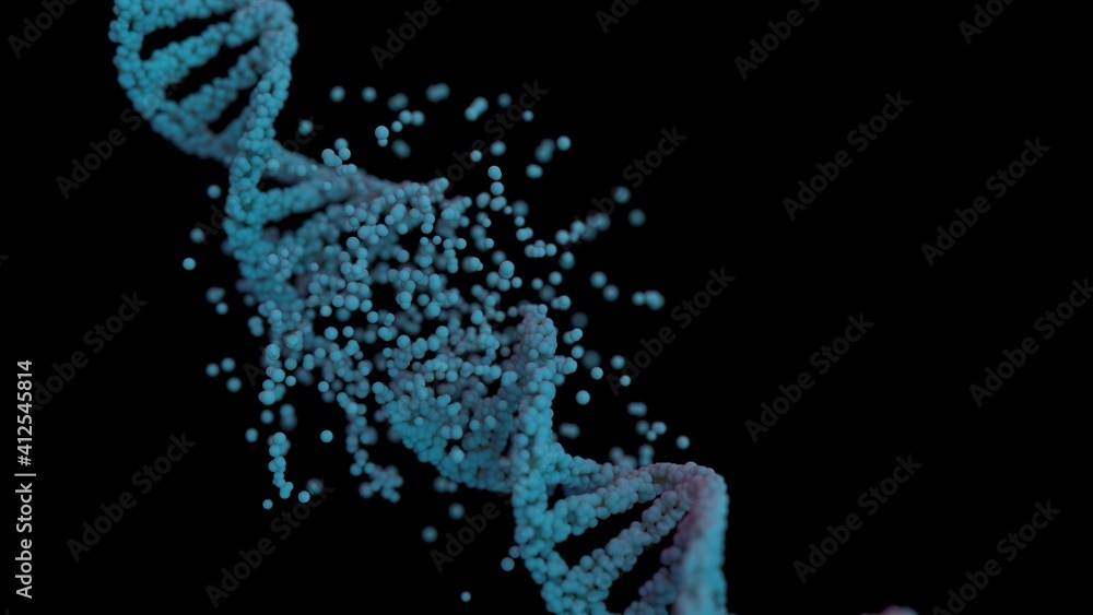 DNA damage destruction animation molecular helix biology Stock ...