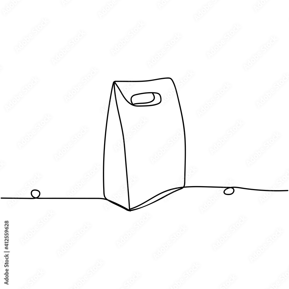 Continuous One Line Drawing Of A Paper Bag Vector Illustration continuous-one-line-drawing-of-a-paper-bag-vector-illustration
