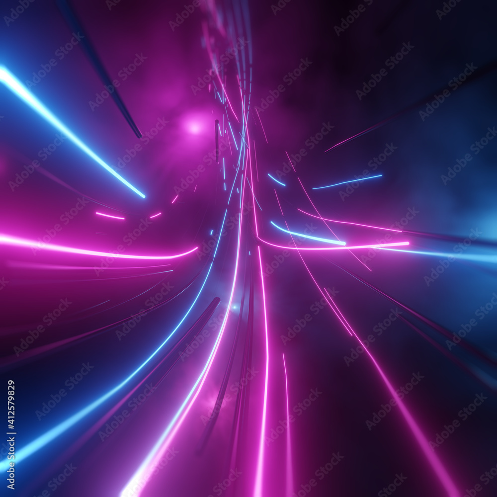 Abstract Neon Lights Into Digital Technology Tunnel Futuristic abstract-neon-lights-into-digital-technology-tunnel-futuristic