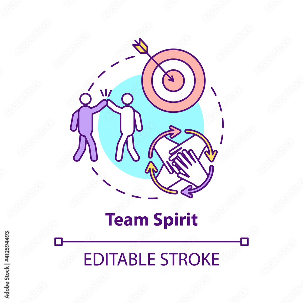 Team spirit concept icon. Work together idea thin line illustration ...