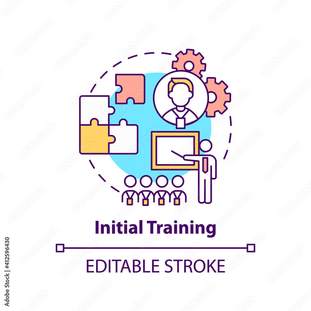 Initial training concept icon. Employee adaptation program elements ...
