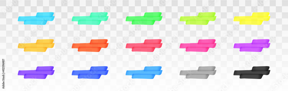 Color highlighter lines set isolated on transparent background. Red ...