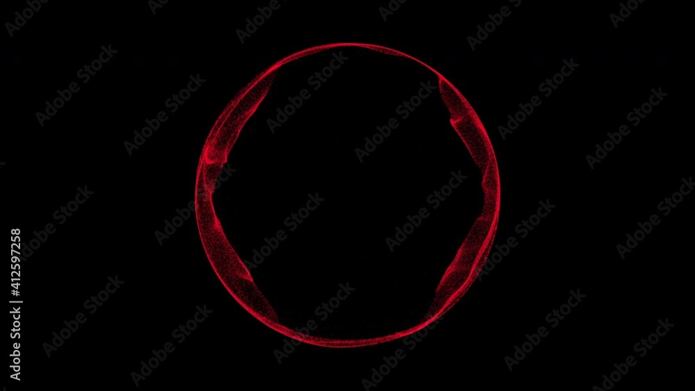 Animation red audio spectrum equalizer circle. Red sphere made of audio ...